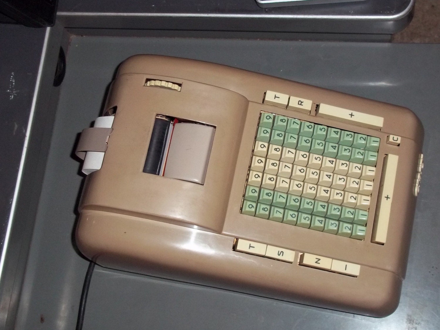 Vintage Remington Rand Clary Adding Machine with Plastic cover