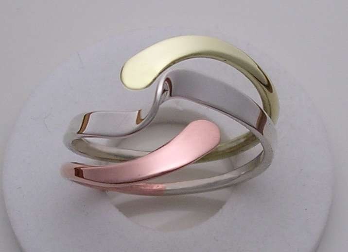 Tri-Metal Wave Energy Ring™ in Sterling Copper and Brass by isidro