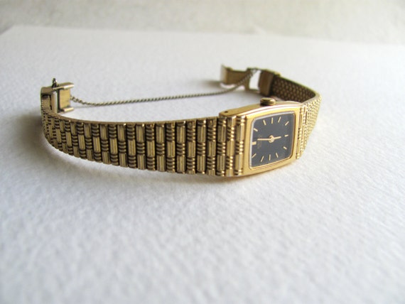 Vintage Seiko ladies' watch with black rectangular face