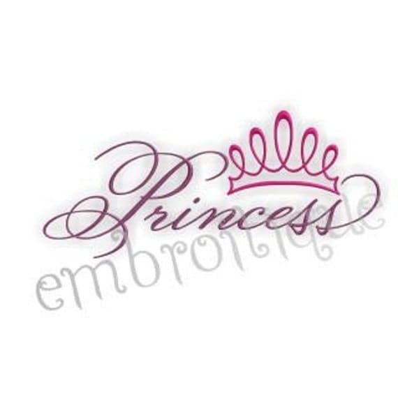 Princess Script with Tiara Embroidery Design Instant Download