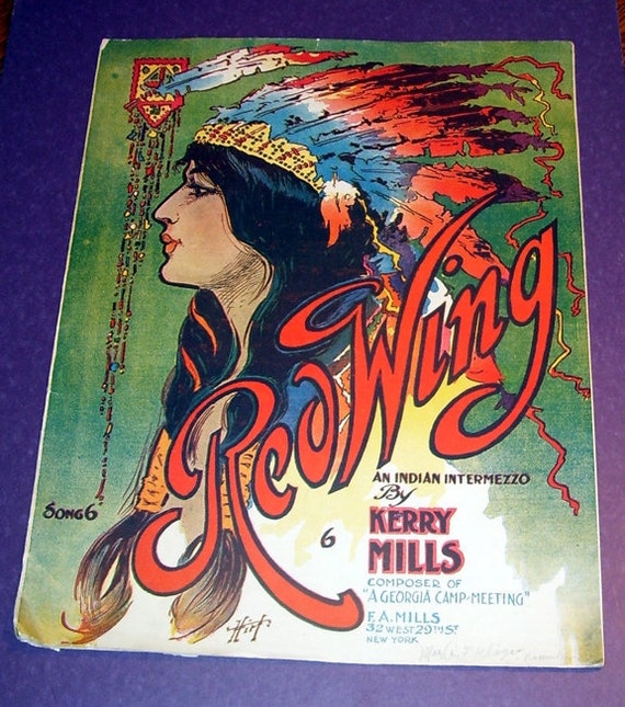 Red Wing Sheet Music 1907 by Kerry Mills