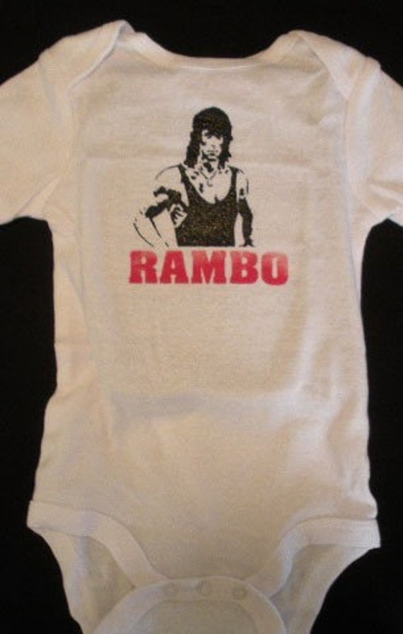 SHORT SLEEVE Funny Little Rambo Onesie.