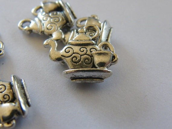 BULK 50 Teapot and teacup charms antique silver by nicoledebruin