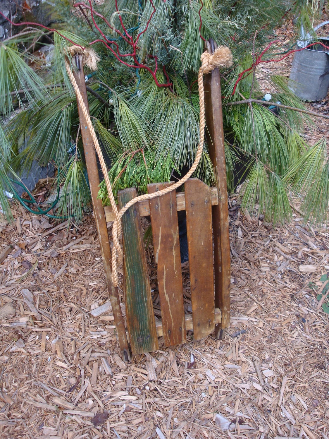 Antique Childs Wooden Sled by HarrietsDaughter on Etsy
