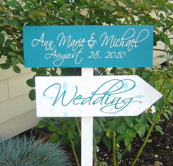 Items similar to Personalized Wedding Signs with Damask. Wood Wedding ...