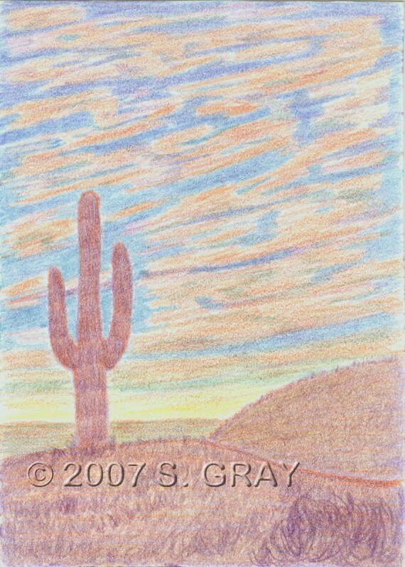 Desert Colored Pencil Drawing