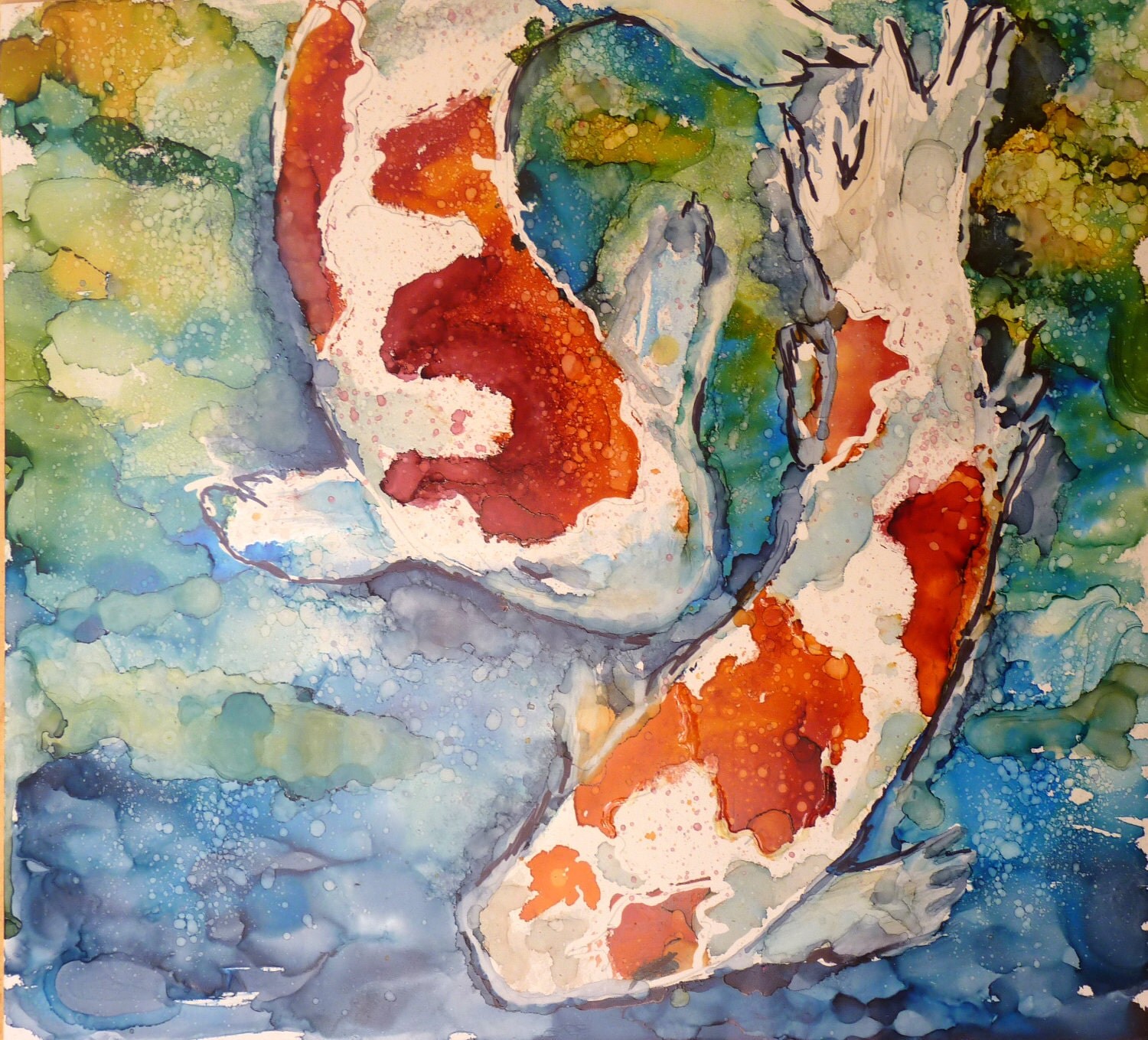 Koi Fish Alcohol Ink Print by Maure Bausch