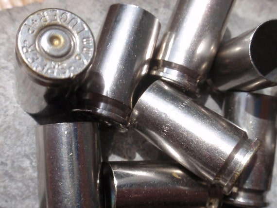 9mm Empty Silver shells bullet casings brass shells bullet