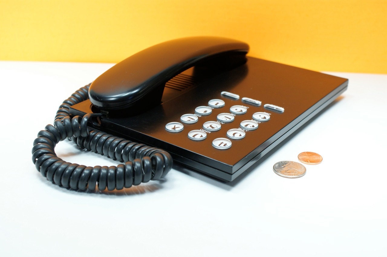 Push Button Black Phone Sleek Thin Flat Modern Retro Future