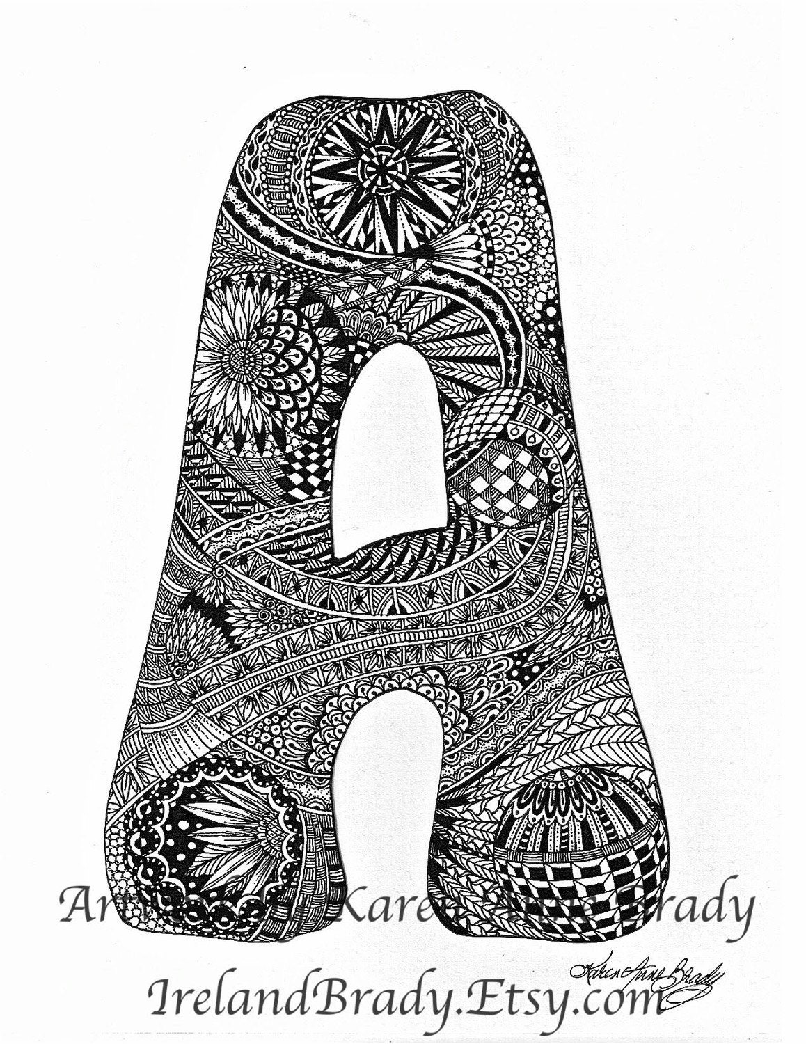 ACEO Complete A to Z Zentangle Inspired Alphabet by IrelandBrady