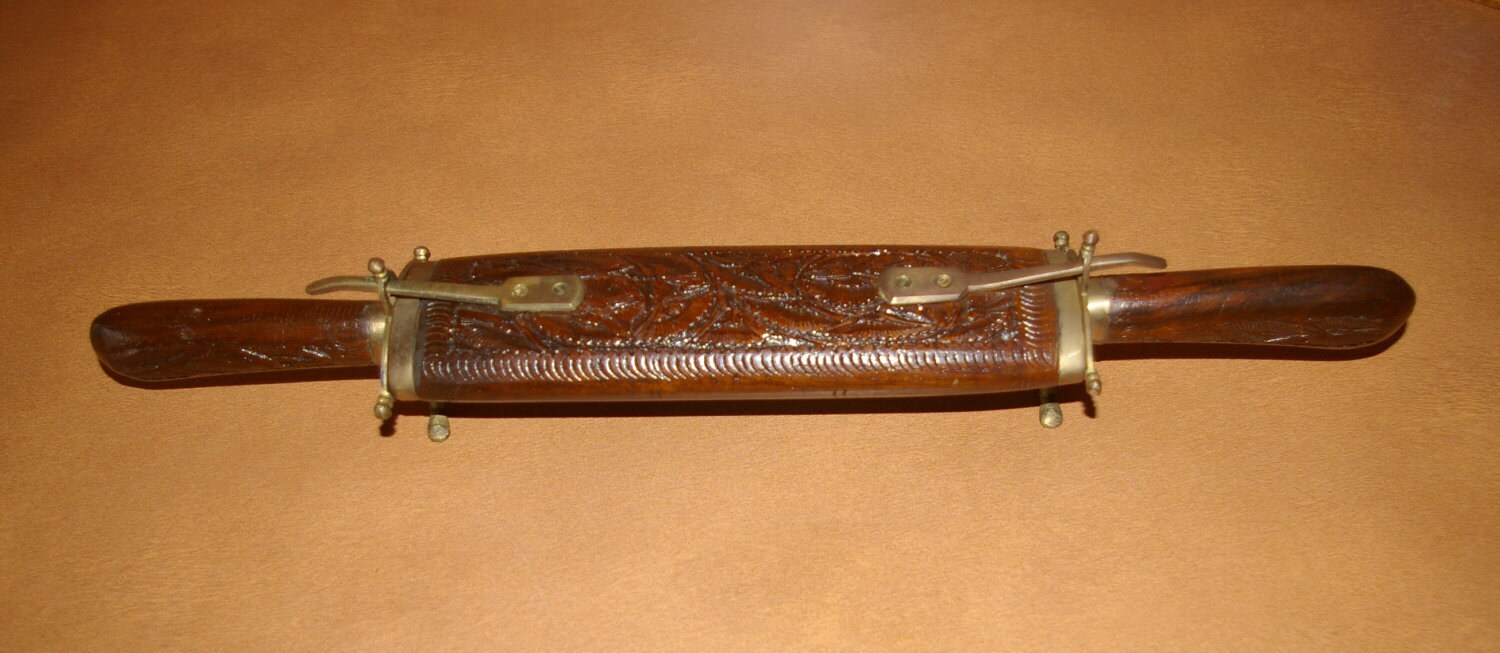 Vintage Hand Carved Wood Knife & Fork Holder Scabbard Sheath