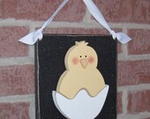 Items similar to HATCHING EASTER CHICK on a black board for Easter wall ...