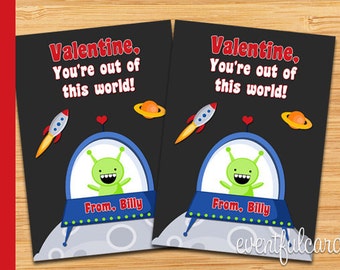 Astronaut Valentine Cards for Kids Outer Space Rocket