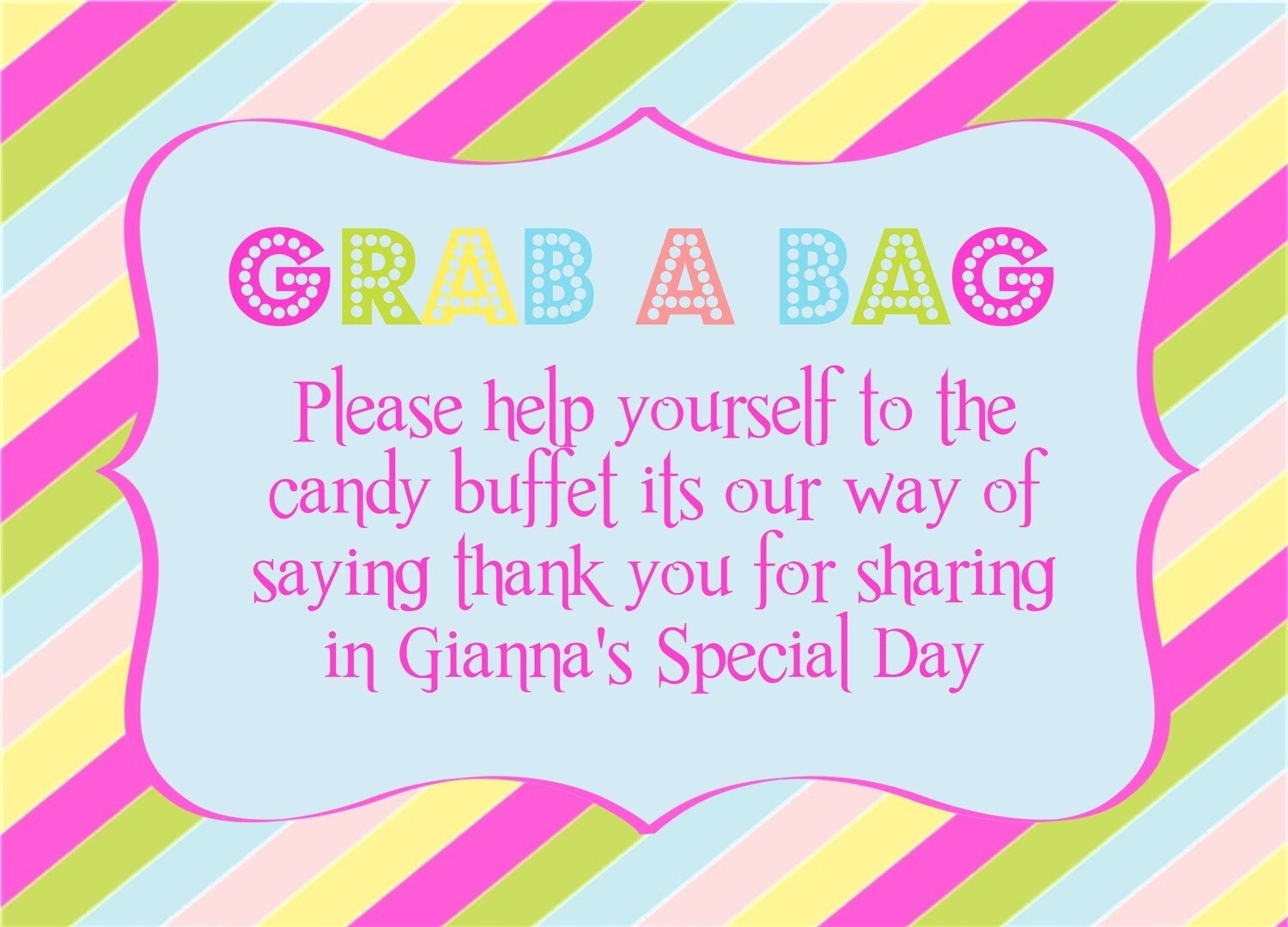 2 DIY Printable 5 X 7 Candy Buffet Sign