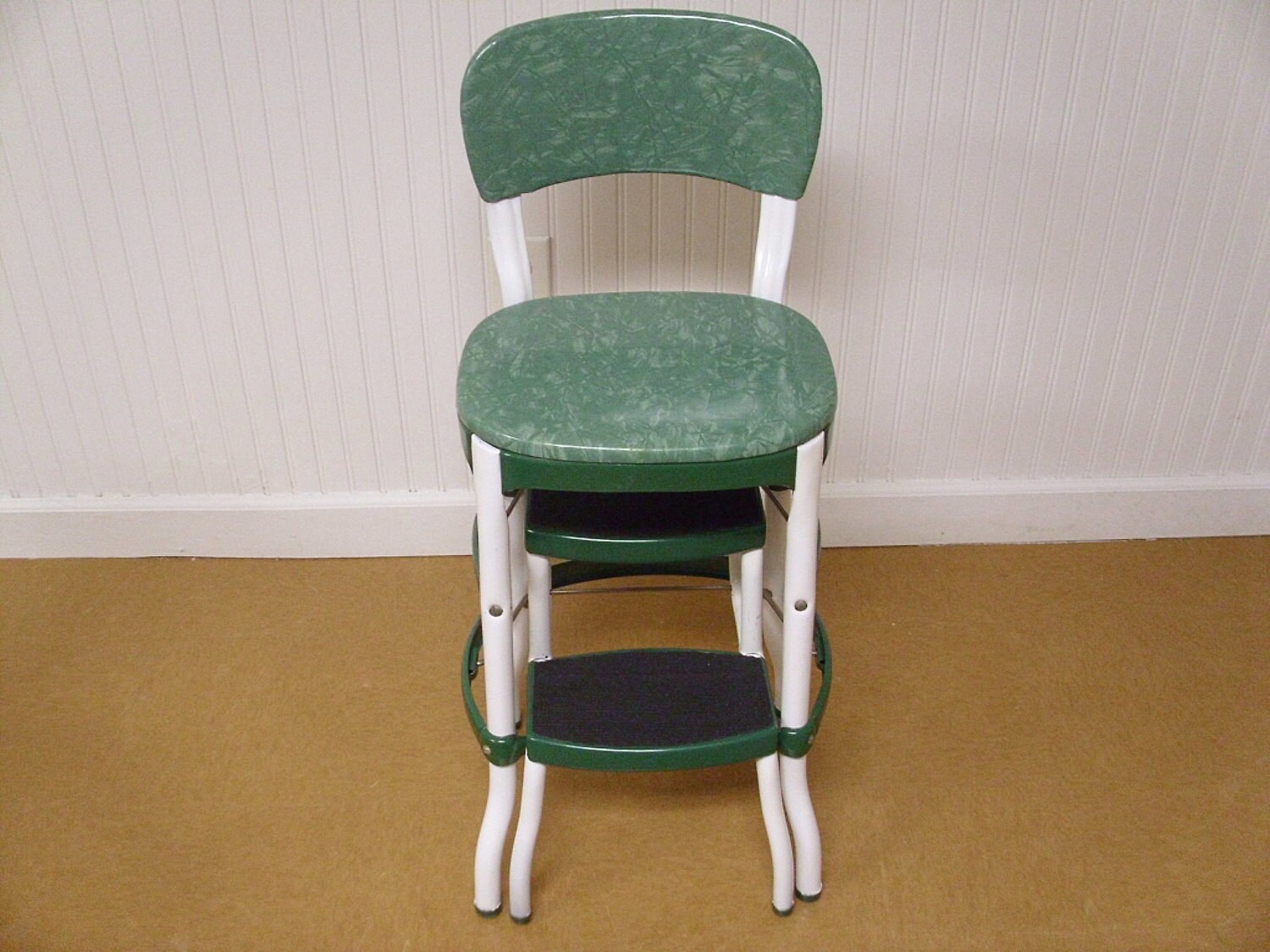 Vintage Green & White Cosco Step Stool
