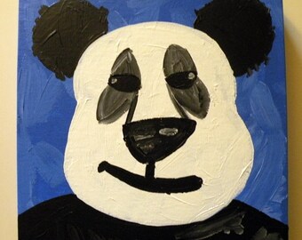Blue Panda Painting 12 Inch Square