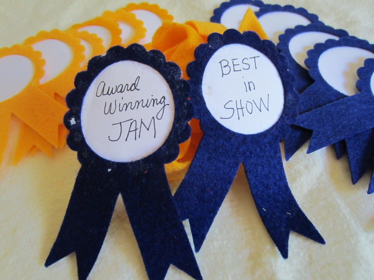 Prize Ribbons First Place Blue And Gold AWARD Ribbon Felt