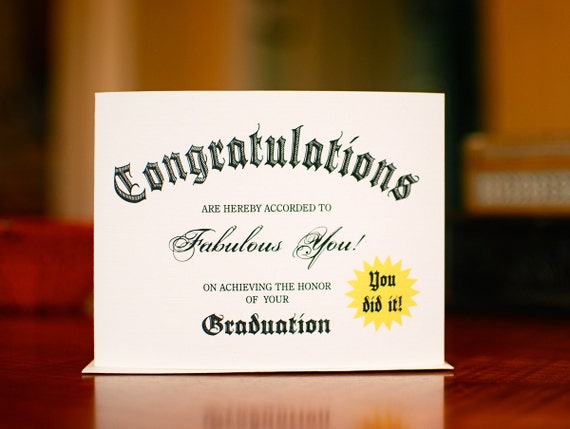 Items similar to Diploma Graduation Congratulations Card (100% Recycled ...