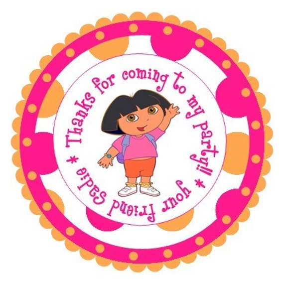 Items similar to Personalized Round Dora Labels Stickers for Party ...