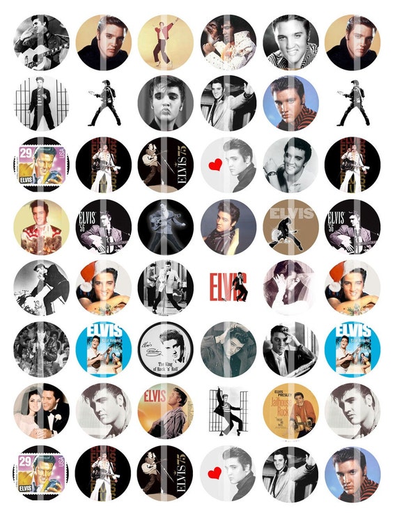 ELVIS PRESLEY 1 inch Round Digital Collage by creationsbym