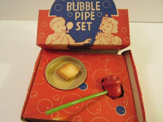 Vintage Children's Bubble Pipe Set Blowing by cottagewhimsies