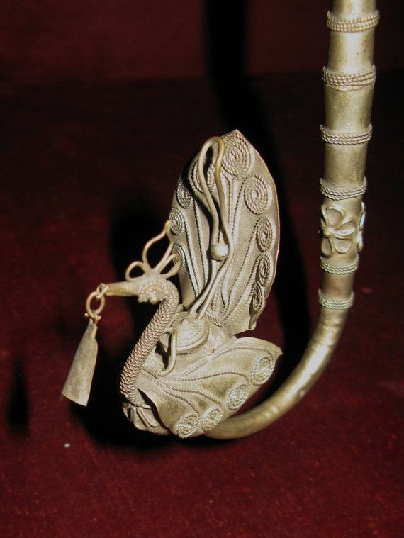 Exquisite Antique Peacock Brass Pipe with FINE detail