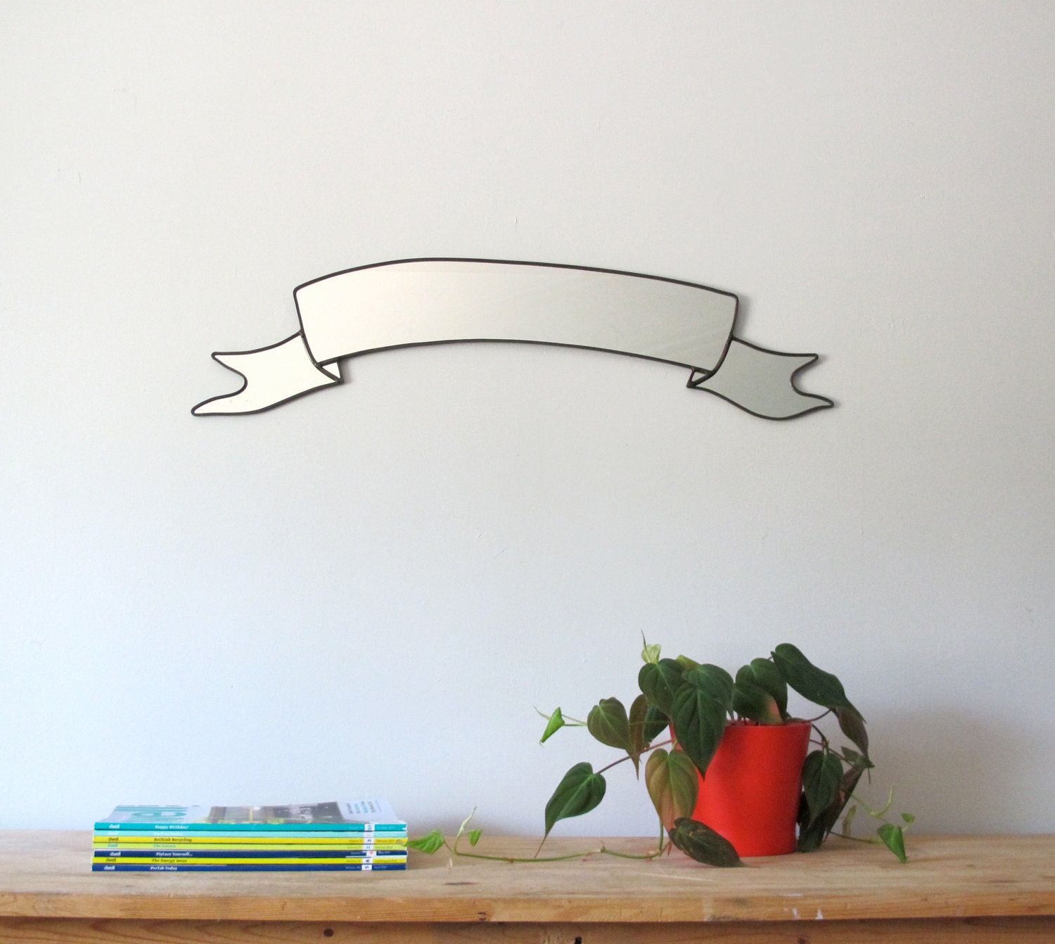 Ribbon Banner Mirror / Handmade Wall Mirror Scroll Banner Wall