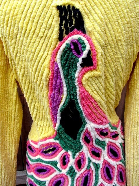 Vintage Chenille Peacock Robe