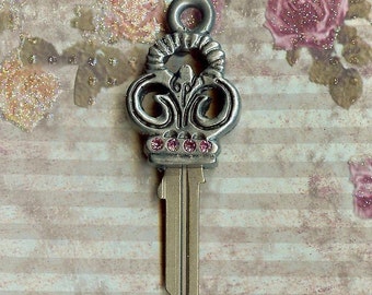 Items similar to queens crown house key with swarovski crystals on Etsy