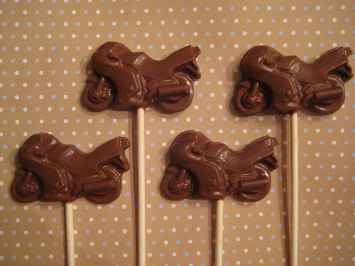 24-Milk Chocolate Motorcycle Lollipop by DelightfulChocolates