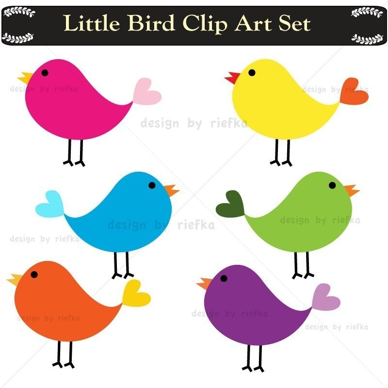 Little Bird digital Clip art elements craft projects by riefka