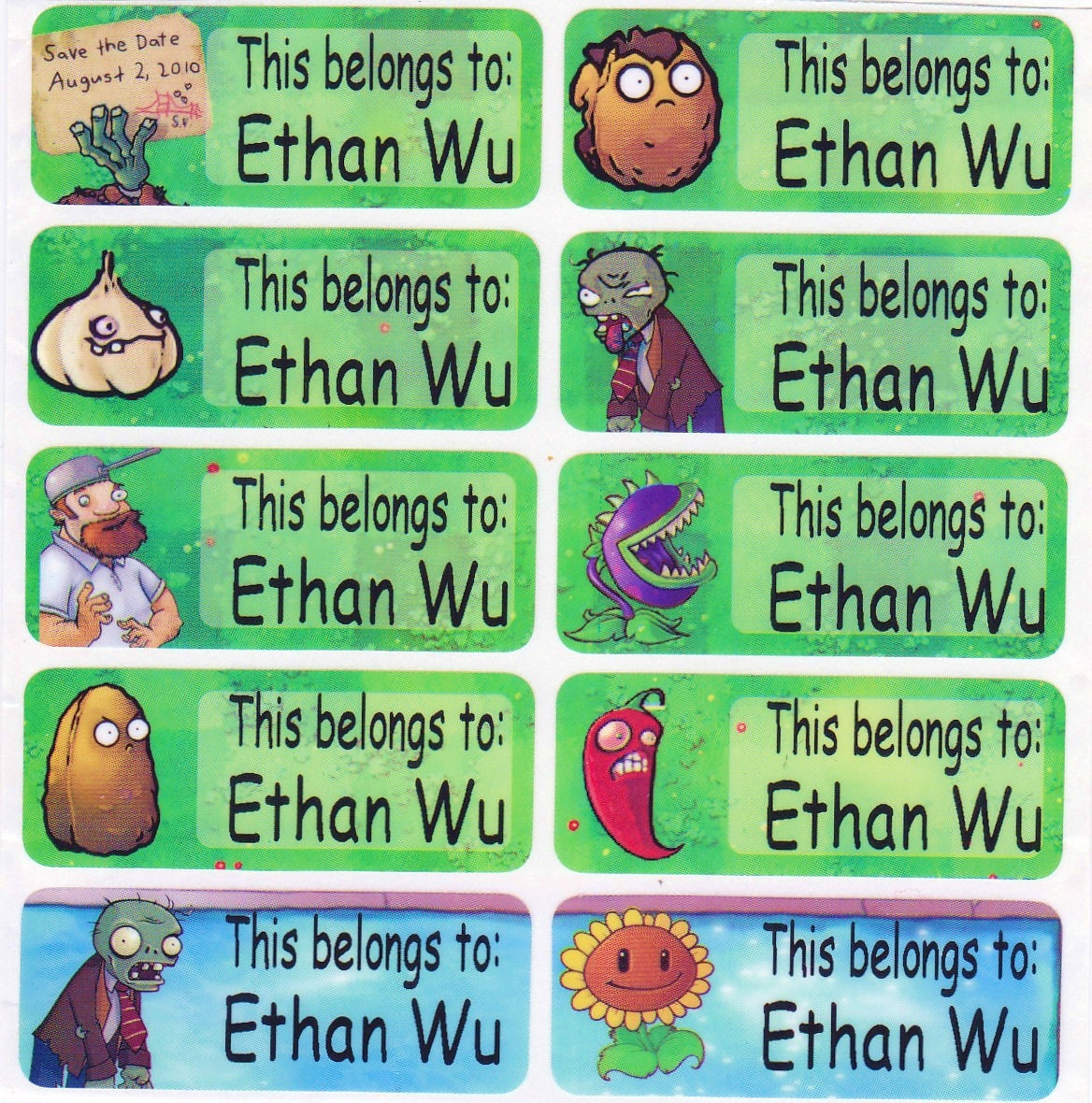 40 ZOMBIES Custom Waterproof Name