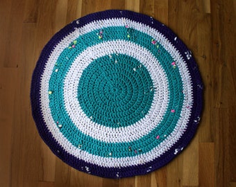 Items similar to EKRA Custom Made Upcycled Round Jellyfish Area Rug on Etsy