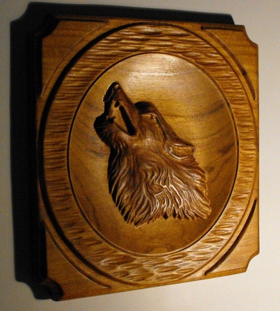 Wolf Wood Carving by cassedywooddesigns on Etsy
