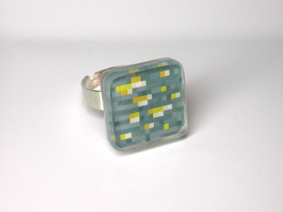 Minecraft inspired Gold Block Ring glossy
