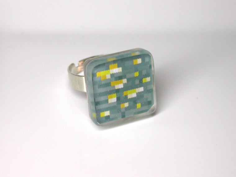 Minecraft inspired Gold Block Ring glossy