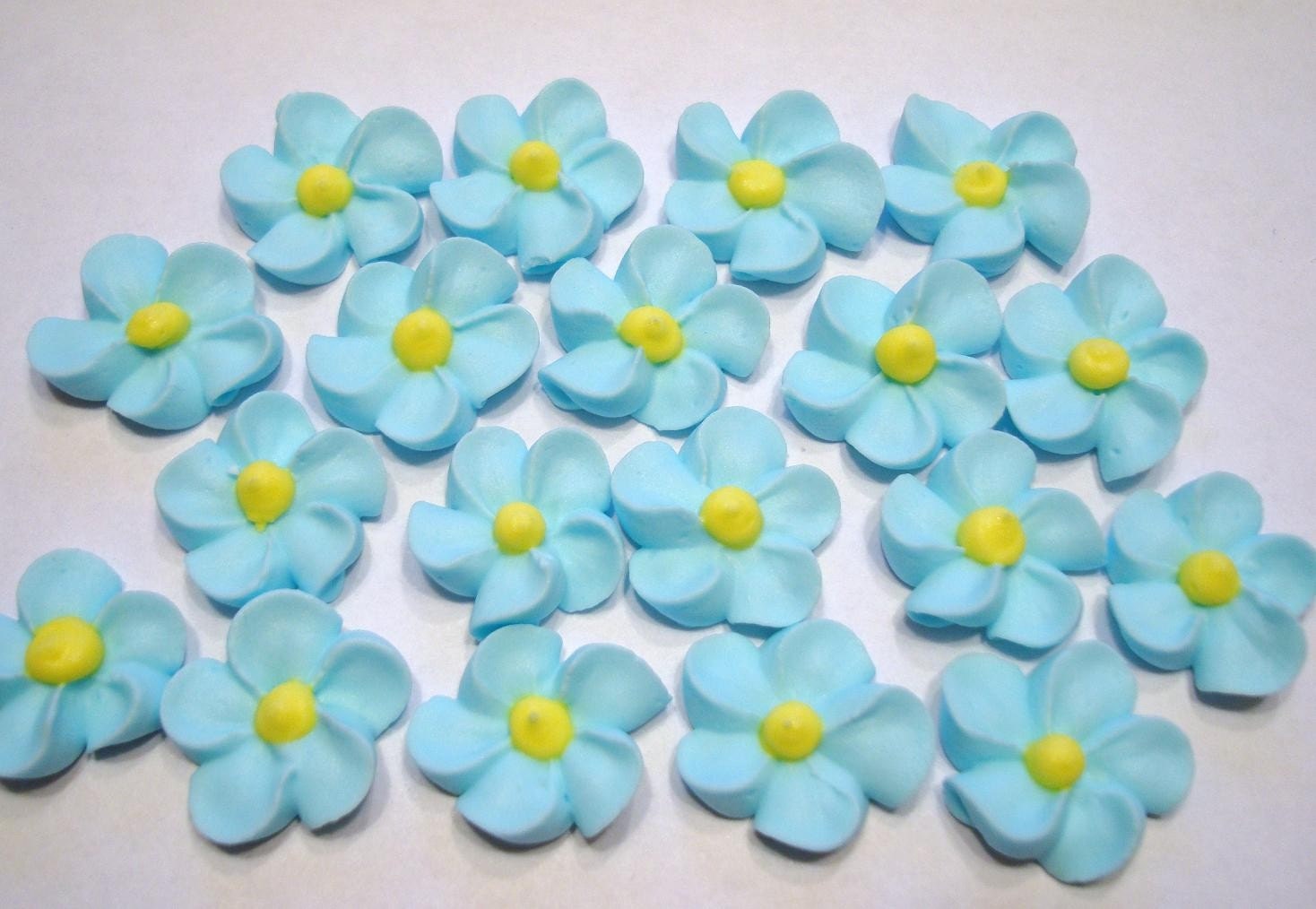 LOT of 100 forget me not royal icing flowers
