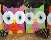 Items similar to Colorful Hoot Owl Treat Sacks - Woodland Forest Bird ...