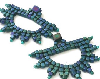 Russian leaves peyote beadweaving stitch variation tutorial