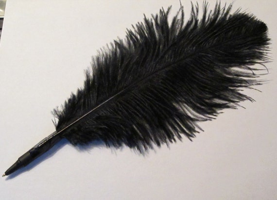 Harry Potter Quill Feather Pen Black Ostrich by SammysBeadworks