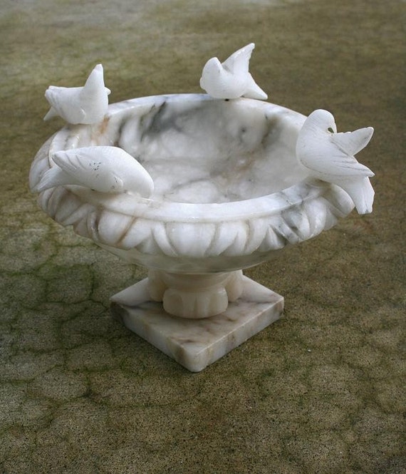 Mini Victorian Alabaster Bird Bath