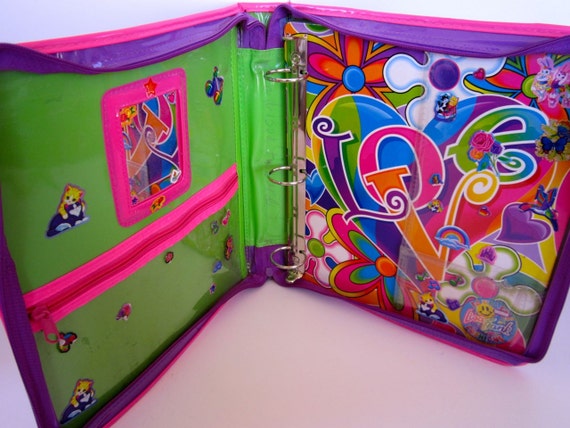 Vintage 1990s Lisa Frank Zipper Folder Binder by lactoseintolerart