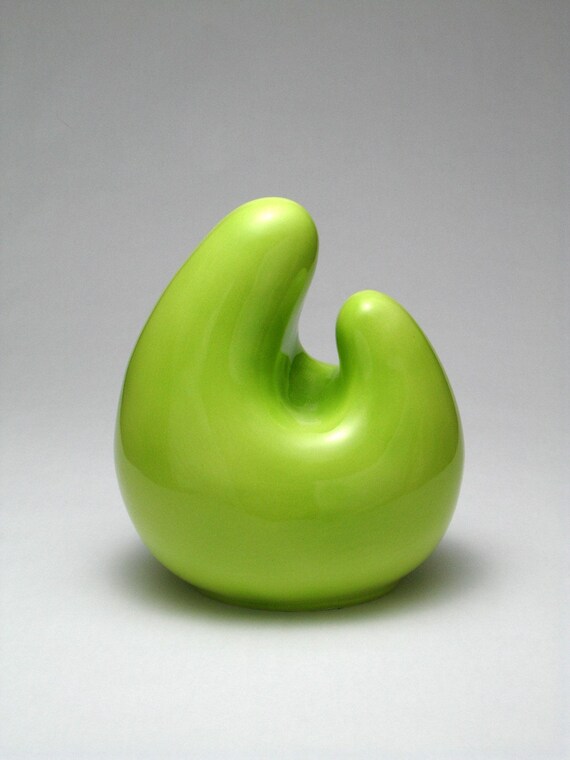 Items similar to Bright Green Abstract Modern Ceramic Sculpture pop Art ...