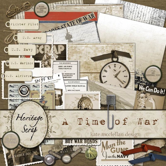 Items similar to A Time of War - Digital Scrapbooking Kit by Kate ...