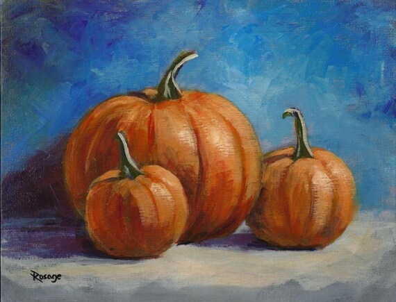 Items similar to Pumpkins Still Life... Original Daily Painting by ...