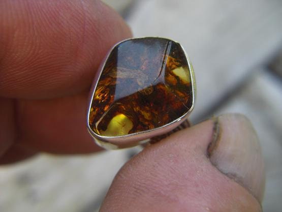 ON SALE Amber ring in sterling silver