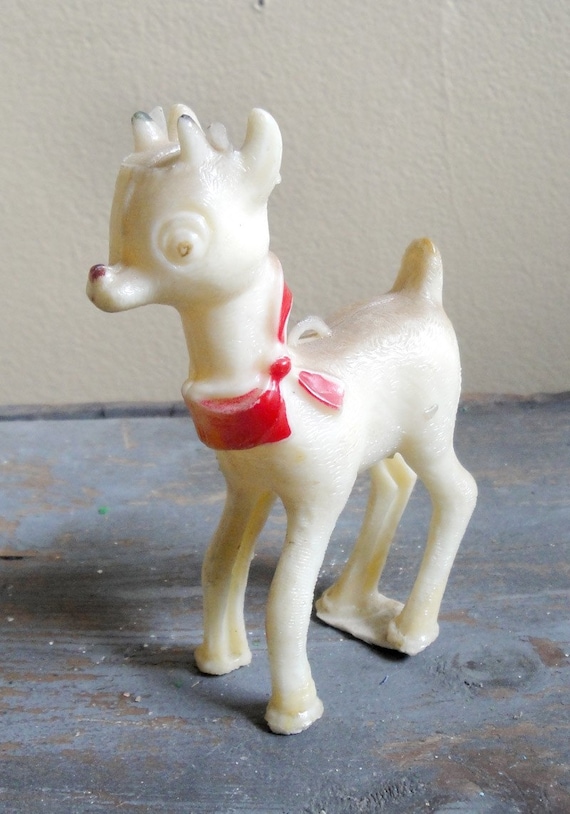 Vintage Reindeer Rudolph Christmas Ornament Plastic