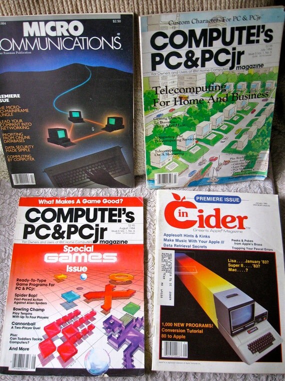 8 vintage 1980s computer magazines Apple PC books by ToppaTheLine