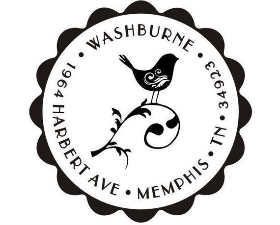 Items similar to Round Address Stamp - Cute Bird Design - Many Styles ...