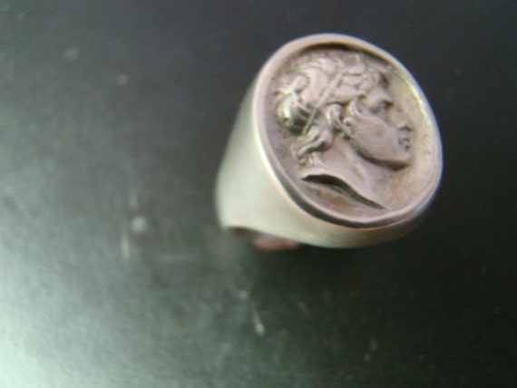 Classic Sterling Silver Roman Head Ring by Xidni on Etsy